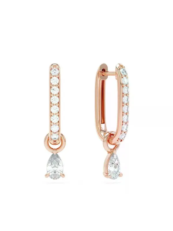 LOEV 14kt Rose Gold Diamond Hoop Earrings - Pink