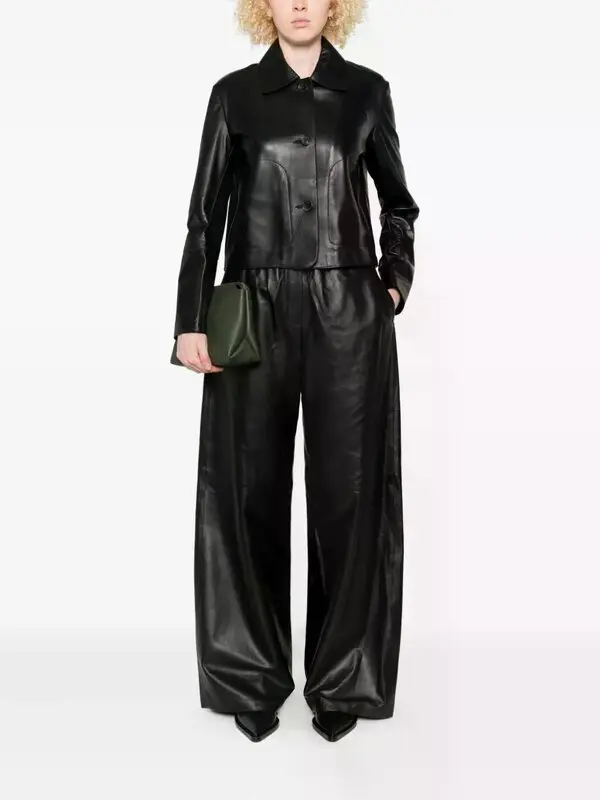 ARMA Button-patch Leather Jacket