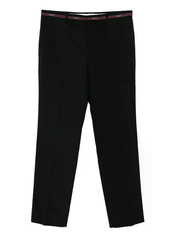 Gucci Logo Band Wool Trousers - Blue