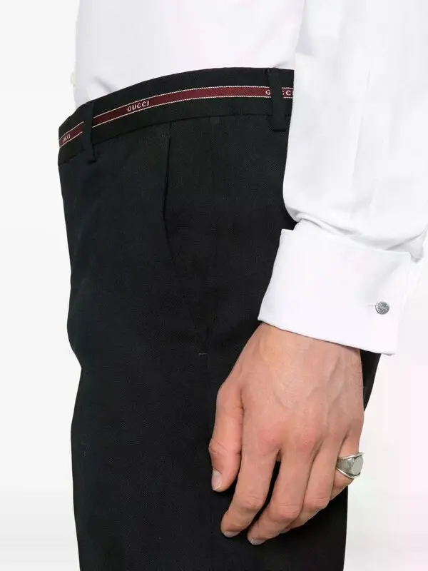 Gucci Logo Band Wool Trousers