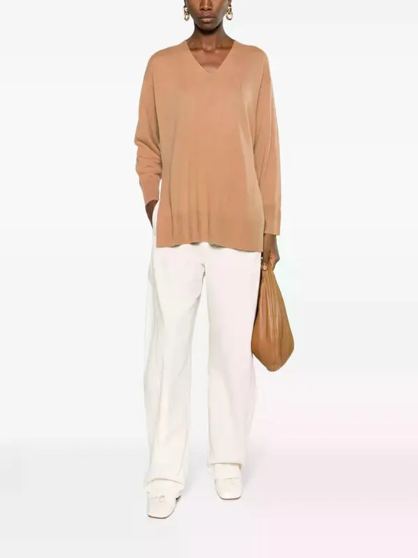 ALLUDE V-neck Long Sleeve Jumper