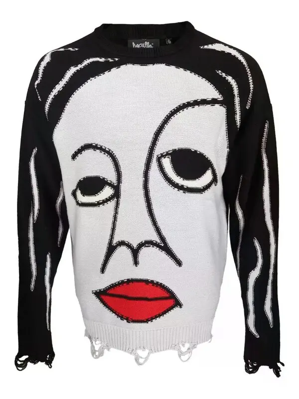 HACULLA. Face-print Distressed Jumper - Black