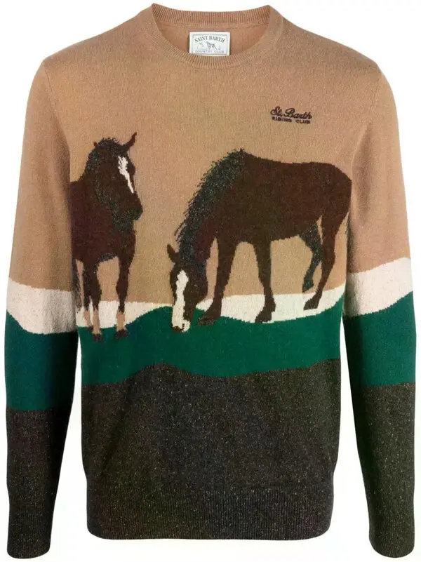MC2 SAINT BARTH Donegal Riding Crew Neck Jumper - Brown