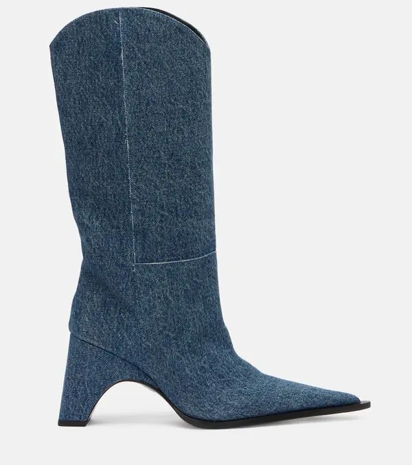 Coperni Bridge Denim Cowboy Boots - Blue