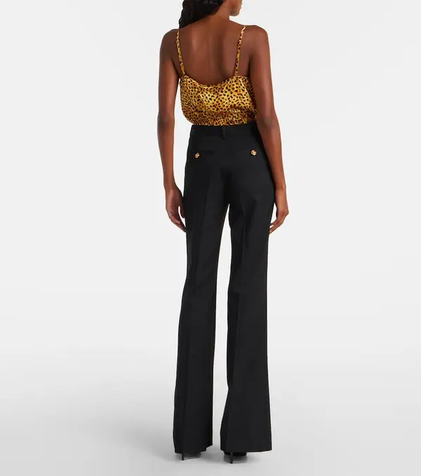 Versace Leopard-print Silk Satin Bodysuit - Multicoloured