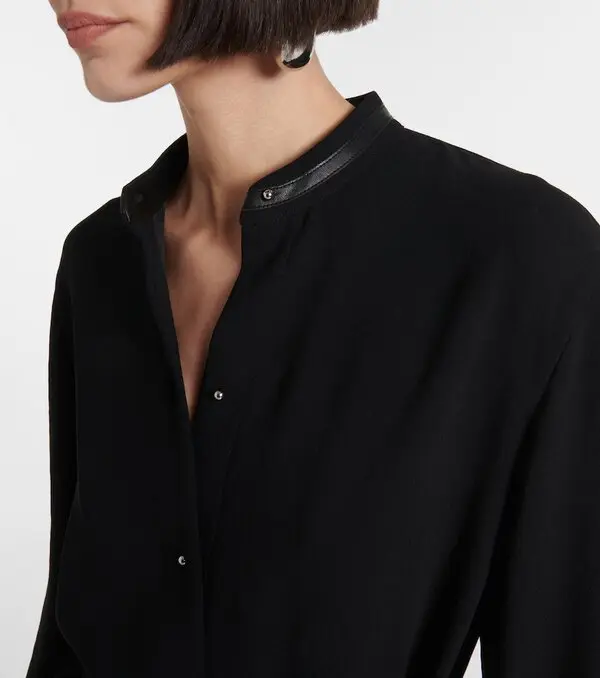 Vince Faux Leather-trimmed Shirt Dress