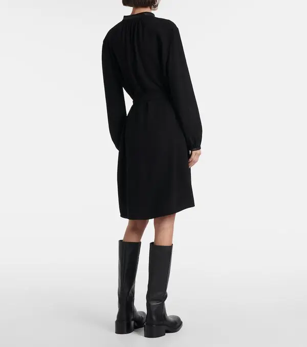 Vince Faux Leather-trimmed Shirt Dress