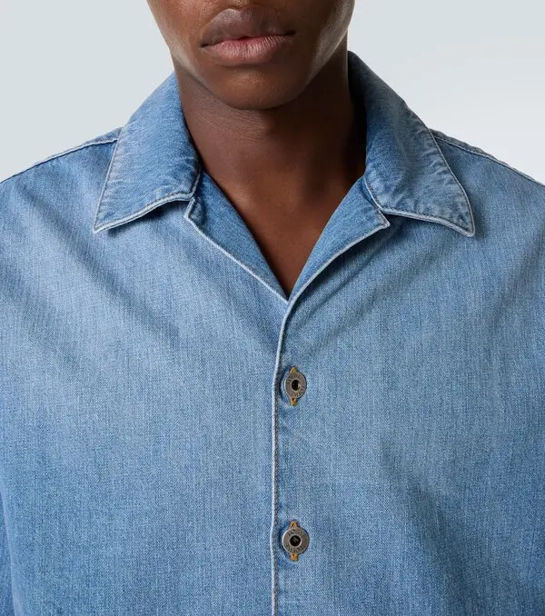 Loewe Anagram Denim Bowling Shirt - Blue