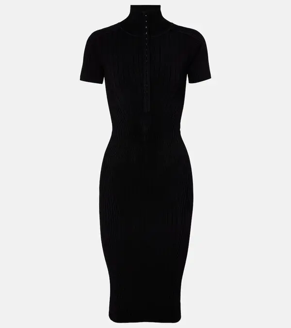 MUGLER Ribbed-knit Midi Dress