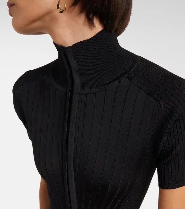 MUGLER Ribbed-knit Midi Dress