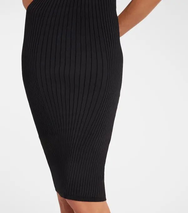 MUGLER Ribbed-knit Midi Dress