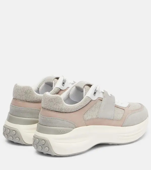 TOD'S Suede And Fabric Lace-up Sneakers