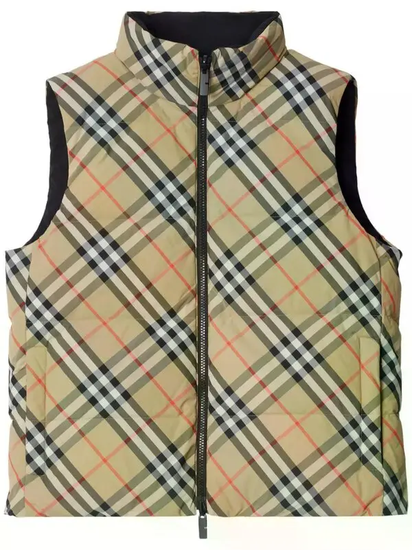 Burberry Check-print Reversible Puffer Gilet - Neutrals