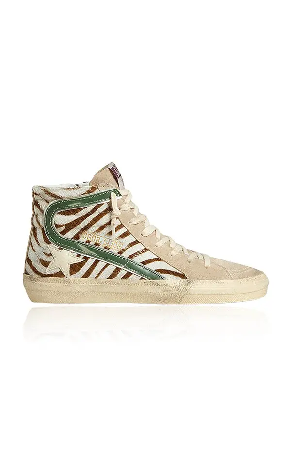 GOLDEN GOOSE Slide Calf Hair High-top Sneakers - Multi