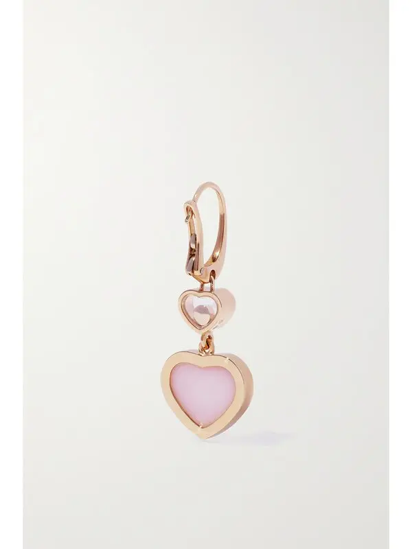 Chopard Happy Hearts 18k Rose Gold, Opal And Diamond Earrings