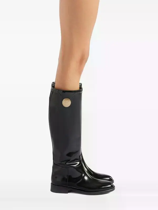 GIUSEPPE ZANOTTI Leather Knee-high Boots With Gold-tone Detail