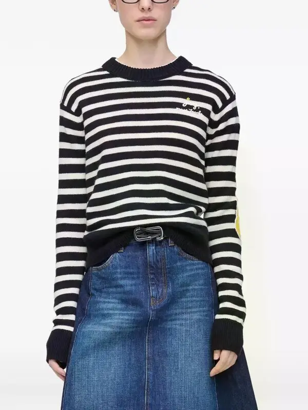 Marc Jacobs Striped Embroidered Flower Sweater