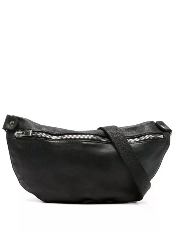 Guidi Cracked-effect Belt Bag - Black