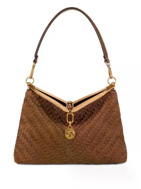 Etro Vela Woven Suede Bag - Brown