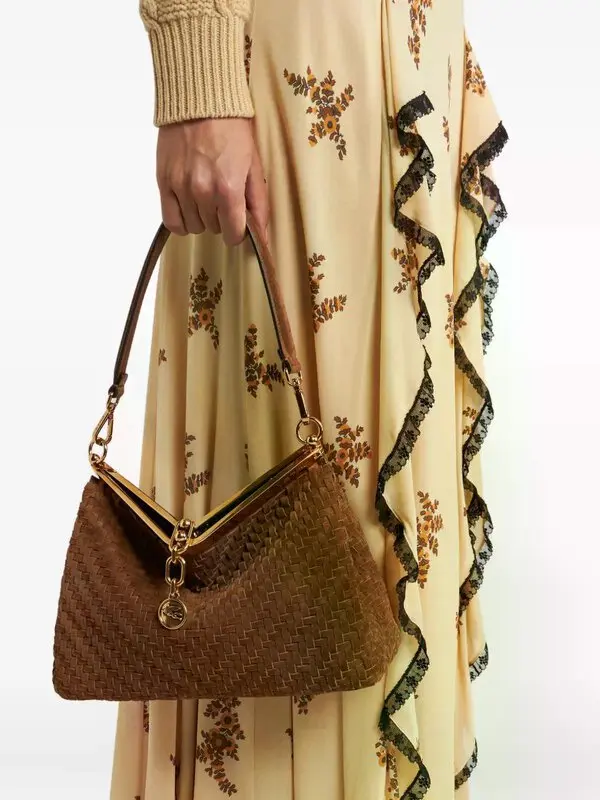 Etro Vela Woven Suede Bag - Brown