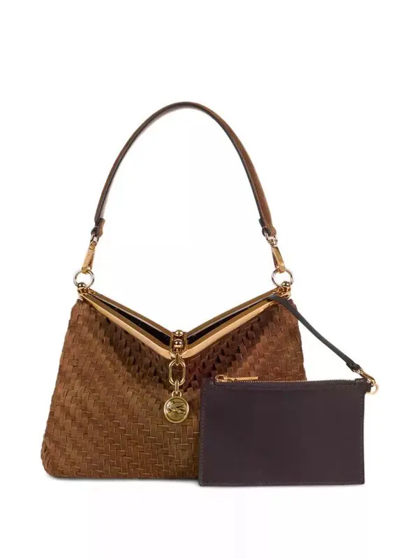 Etro Vela Woven Suede Bag - Brown