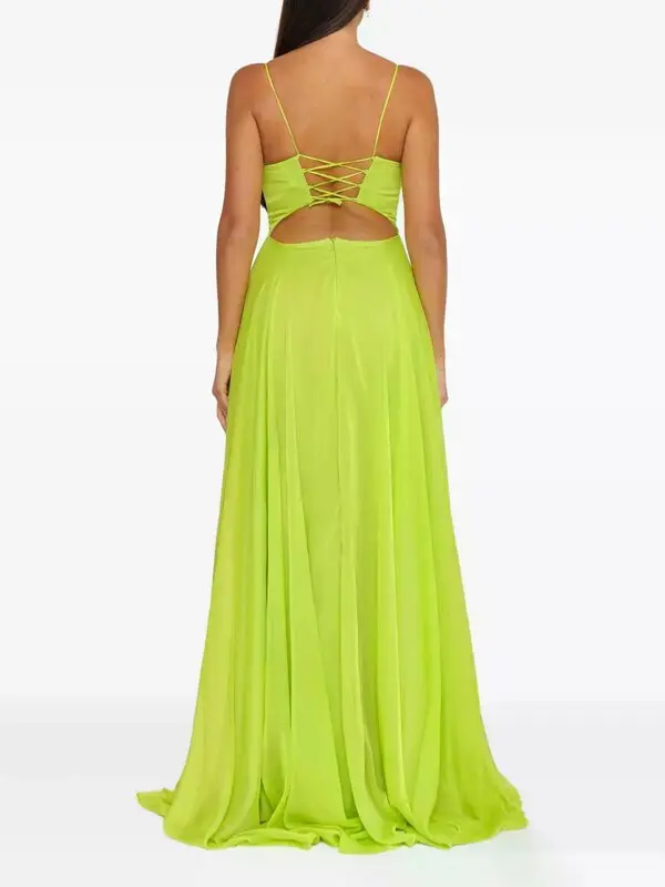 FOREVER UNIQUE Feather-trimmed Slit Maxi Dress