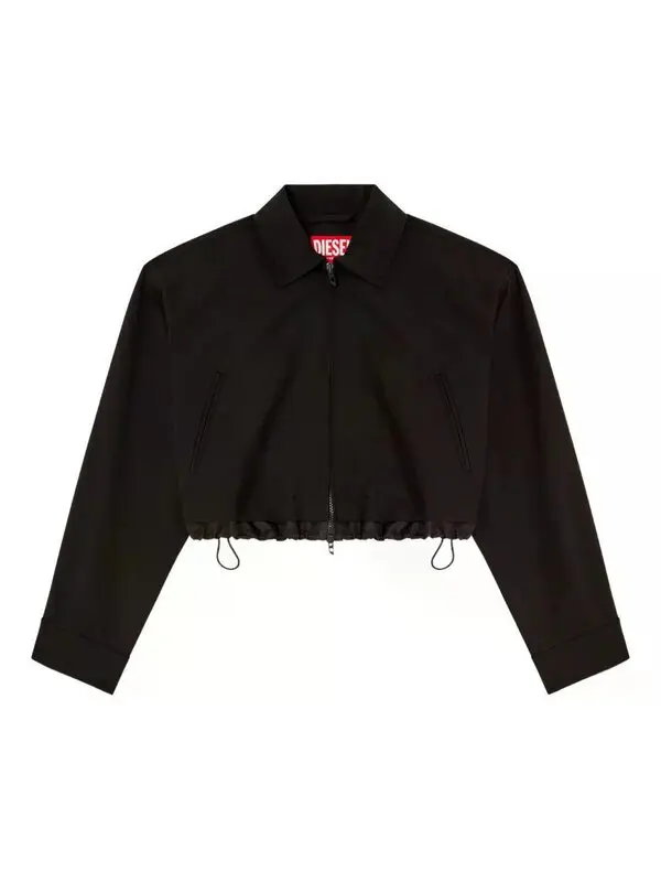 DIESEL® Cropped Zip-up Jacket With Drawstring Hem