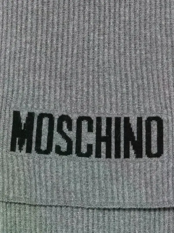 Moschino Ribbed Logo Scarf - Grey
