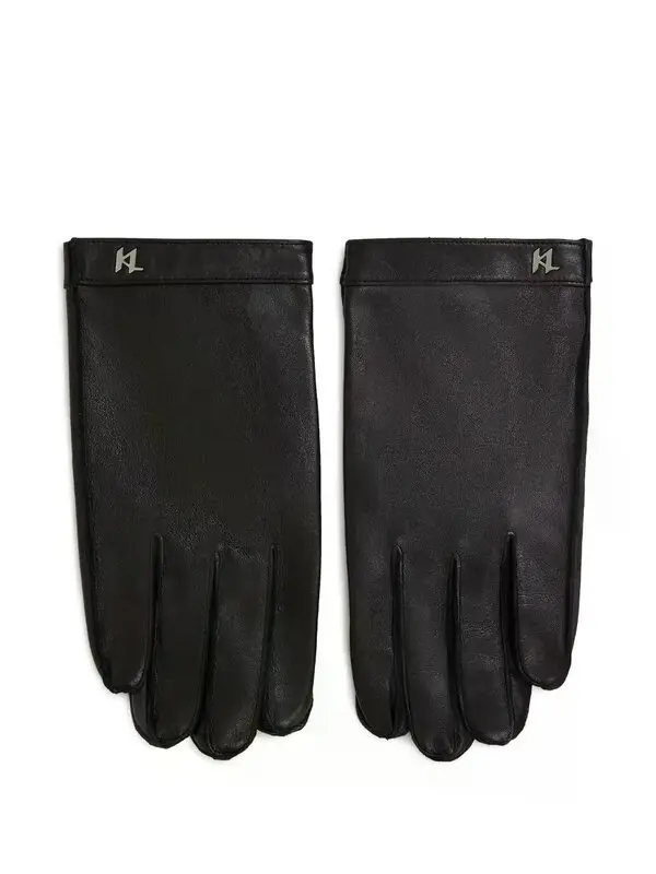Karl Lagerfeld K/monogram Leather Gloves - Black