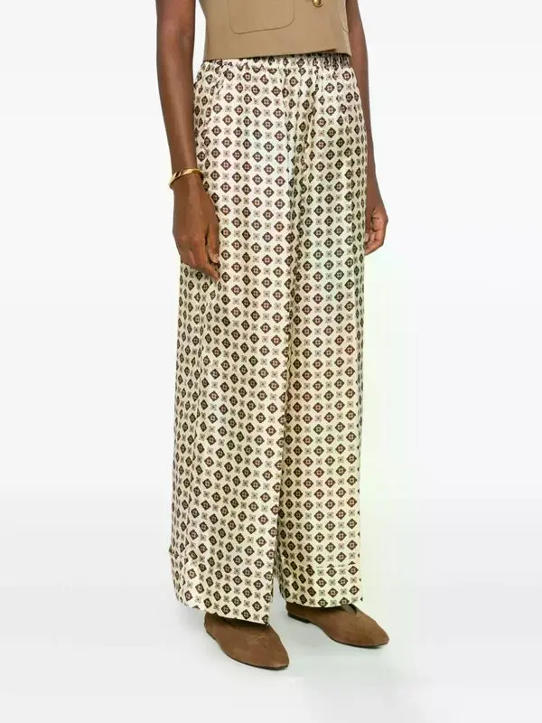 P.a.r.o.s.h Geometric Print Silk Trousers - Neutrals