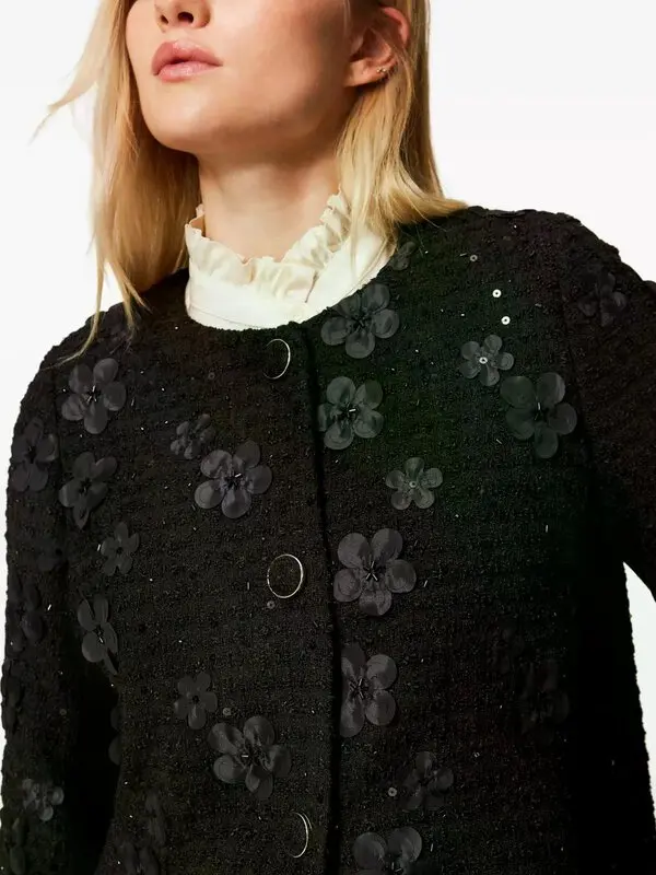 TWINSET Embellished Flower Bouclé Coat