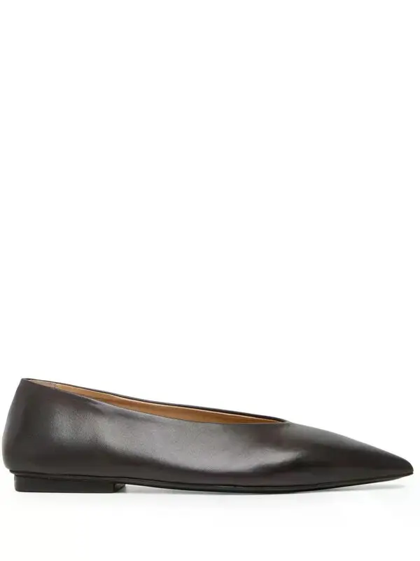 Marsèll Ago Pointed-toe Leather Flat Pumps - Brown