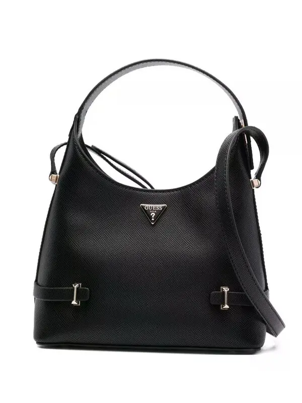 Guess Textured Leather Shoulder Bag - Black