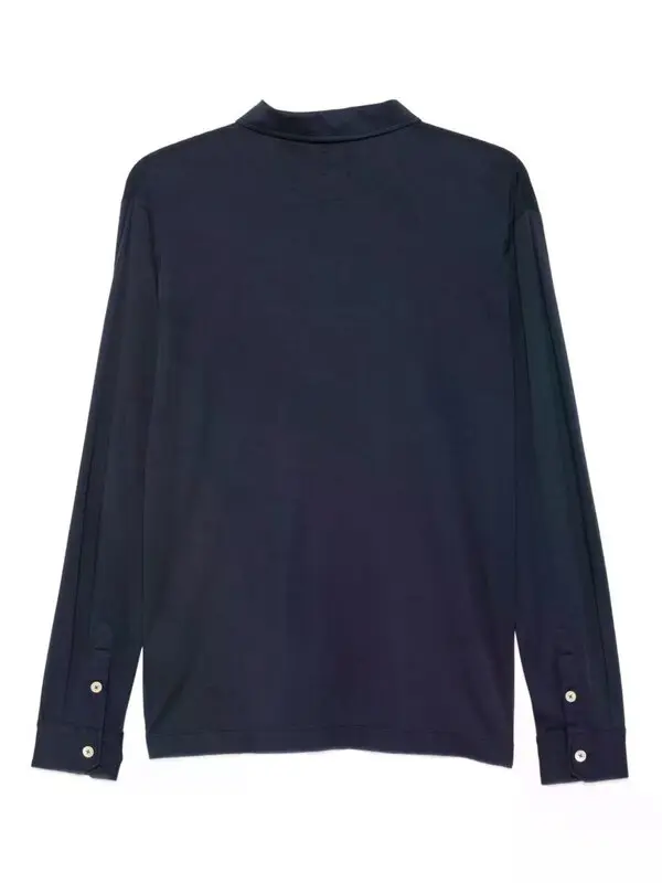Eleventy Long-sleeve Polo Shirt - Blue