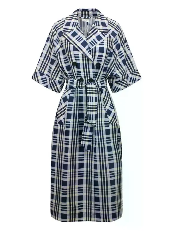 Baum Und Pferdgarten Checked Double-breasted Coat - Blue