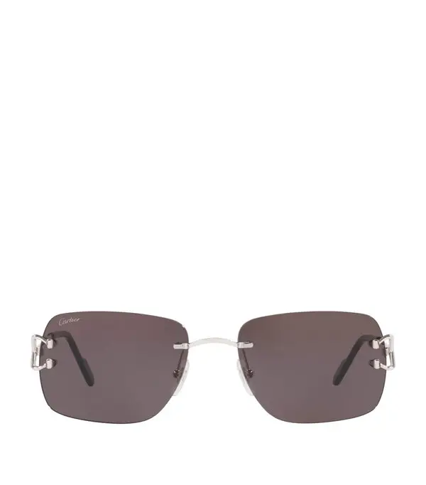 Cartier Rectangular Rimless Sunglasses - Silver