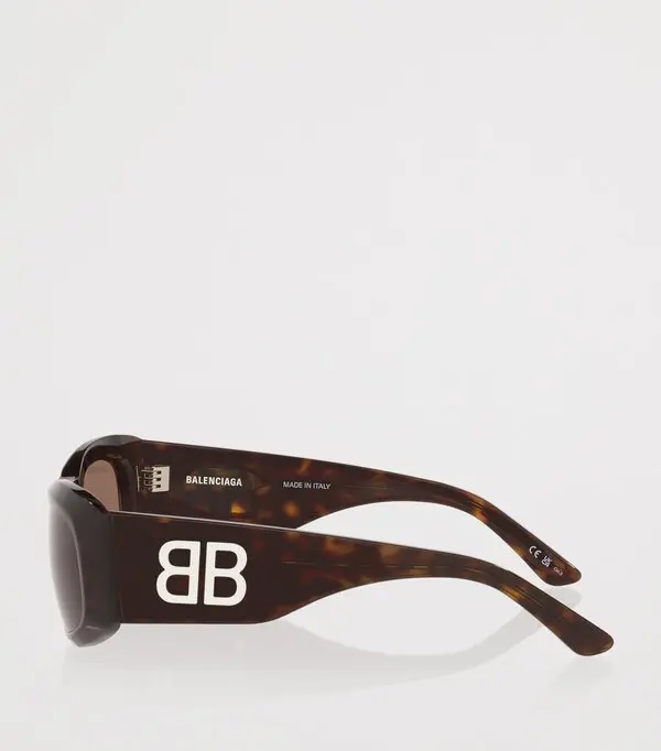 Balenciaga Tortoiseshell Rectangular Sunglasses - Brown