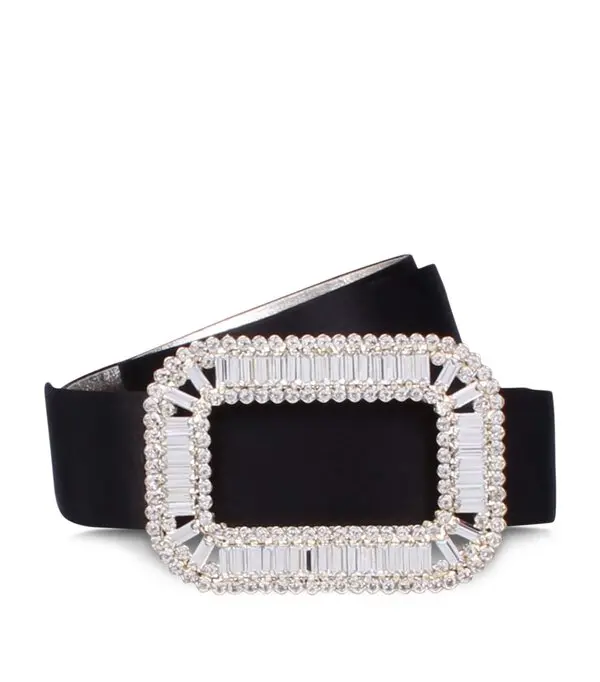 ROGER VIVIER Embellished Satin Belt - Black