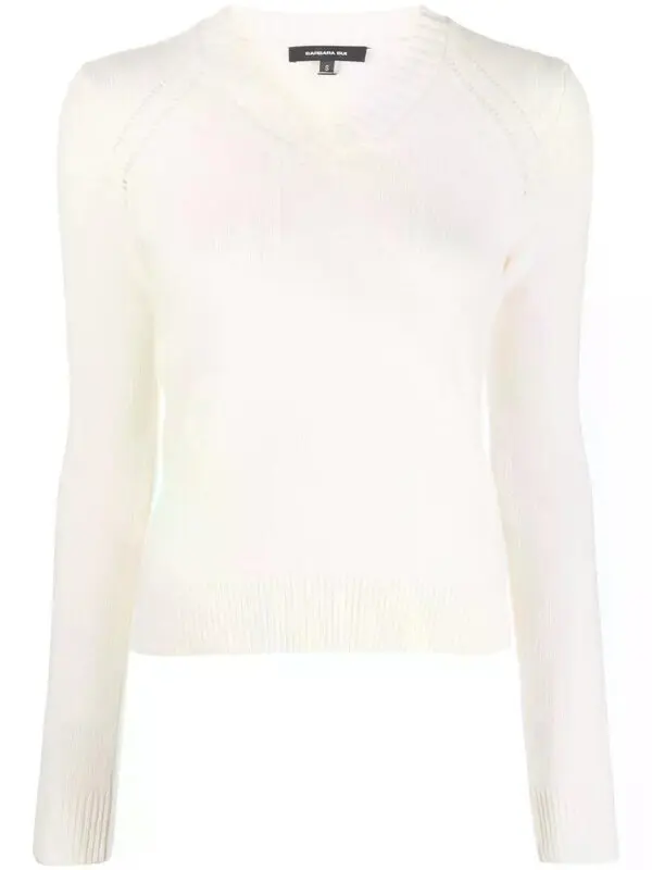 Barbara Bui V-neck Ladder-stitch Jumper - Neutrals