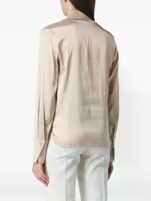 KAOS Wrap-effect Long-sleeved Top - Neutrals