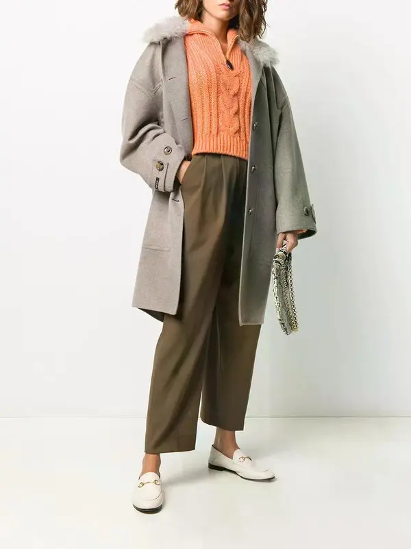 MANZONI 24 Virgin Wool-cashmere Blend Coat With Contrasting Collar