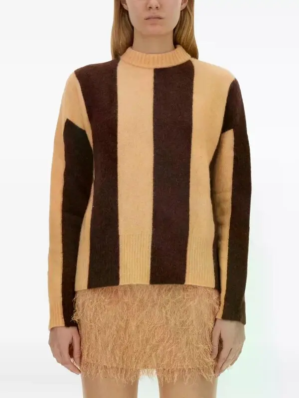 ALYSI Striped High Neck Sweater - Brown