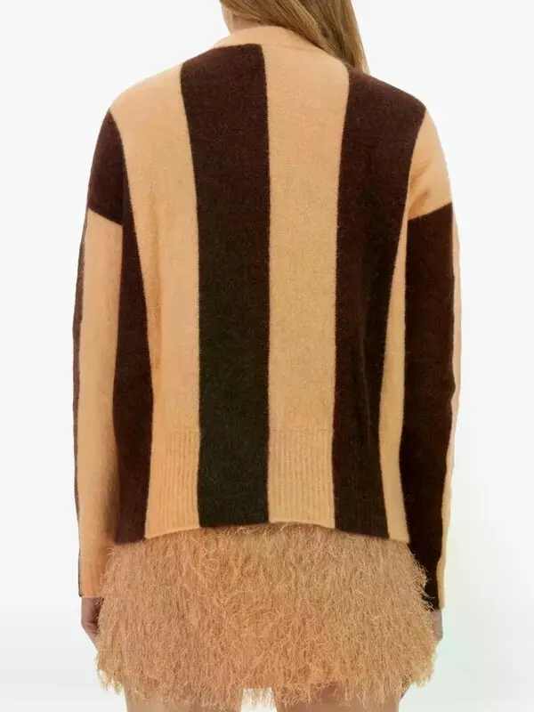 ALYSI Striped High Neck Sweater - Brown