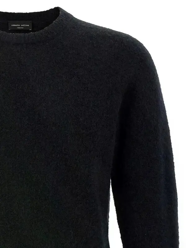 ROBERTO COLLINA Cashmere Blend Crew Neck Sweater - Black