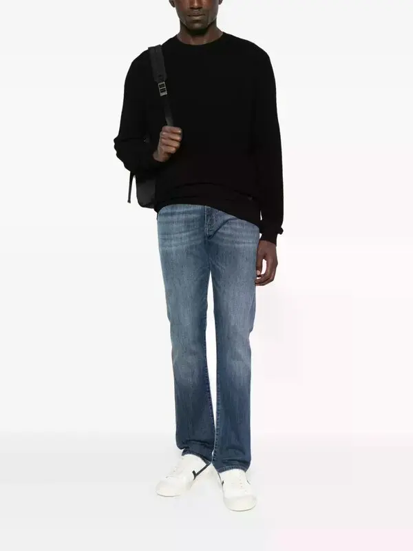 Emporio Armani Textured Wool Crew Neck Long Sleeve Sweater