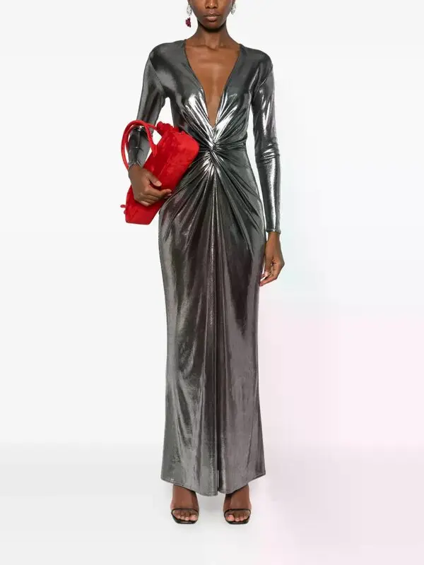 ROSERRY Metallic Twist-front Maxi Dress