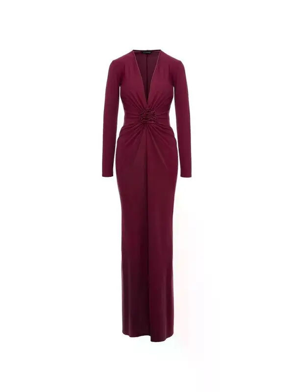 ROSERRY Mallorca Flower Embellished Twist-front Maxi Dress - Red