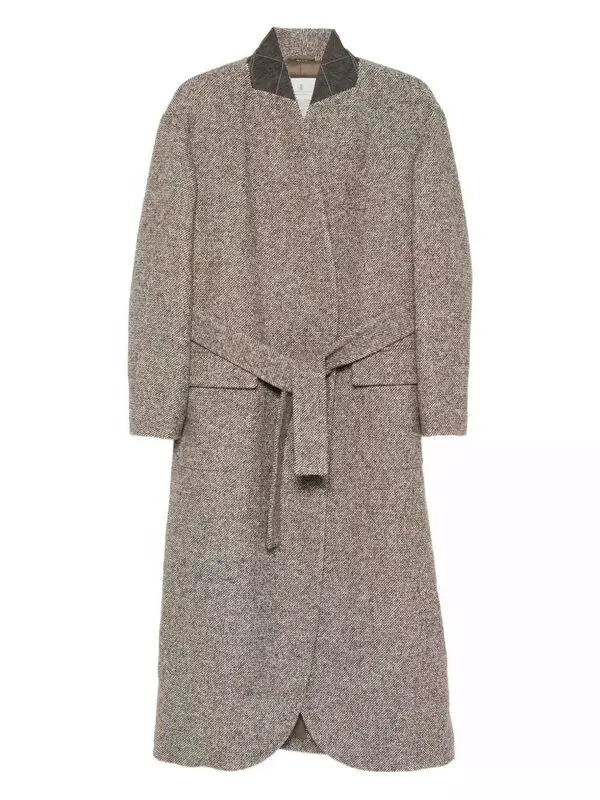 Brunello Cucinelli Belted Tweed Coat