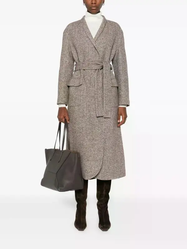 Brunello Cucinelli Belted Tweed Coat