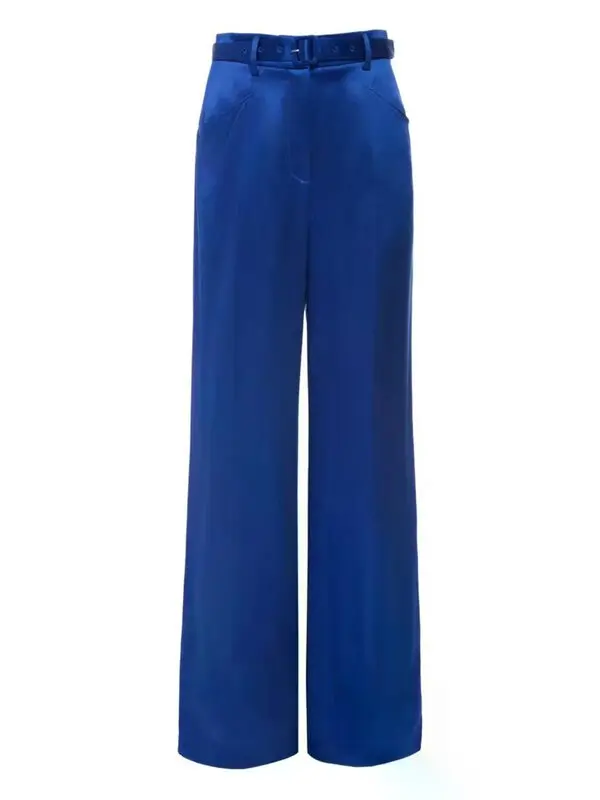 Gabriela Hearst Belted Straight-leg Silk Trousers - Blue
